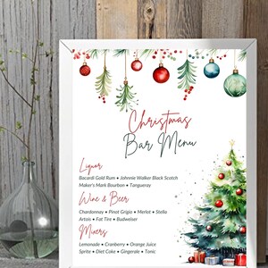 Editable Christmas Cocktail Menu, Holiday Drink Menu, Christmas Bar ...