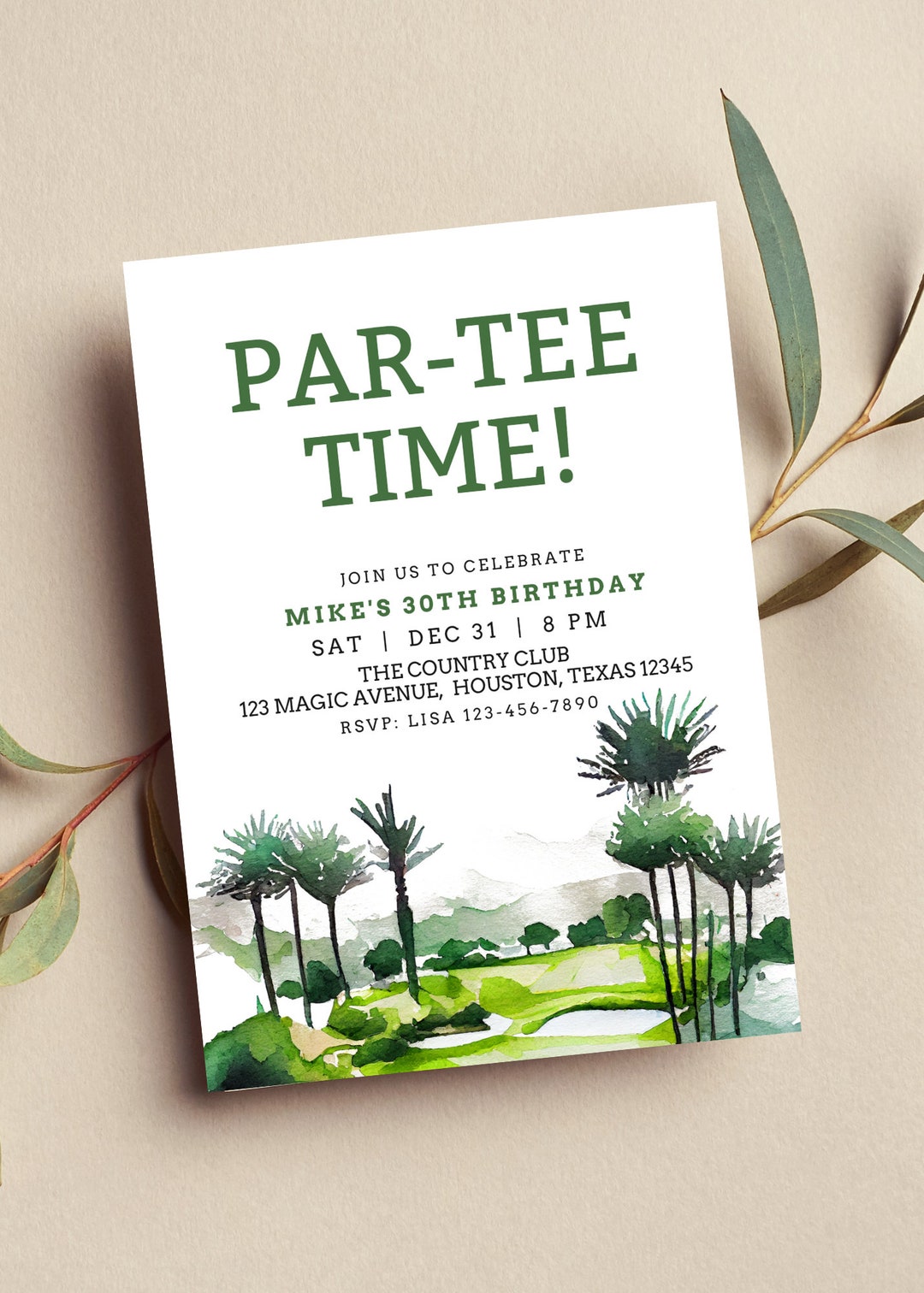 Editable Golf Birthday Invitation, Let's Par Tee, Golf Birthday Invite ...