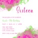 Editable Pink and Green Invitation, Birthday Invitation, Glam, Abstract ...