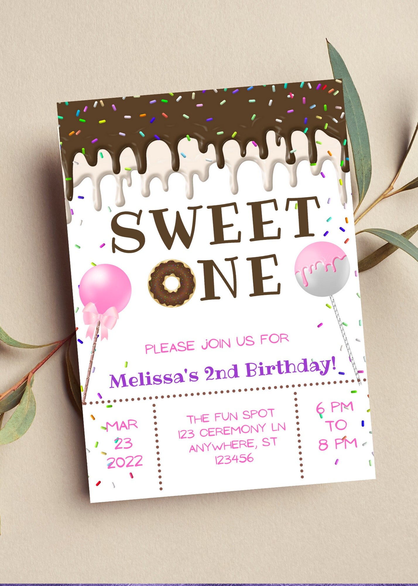 Editable Sweet One Birthday Invitation Dripping Chocolate - Etsy