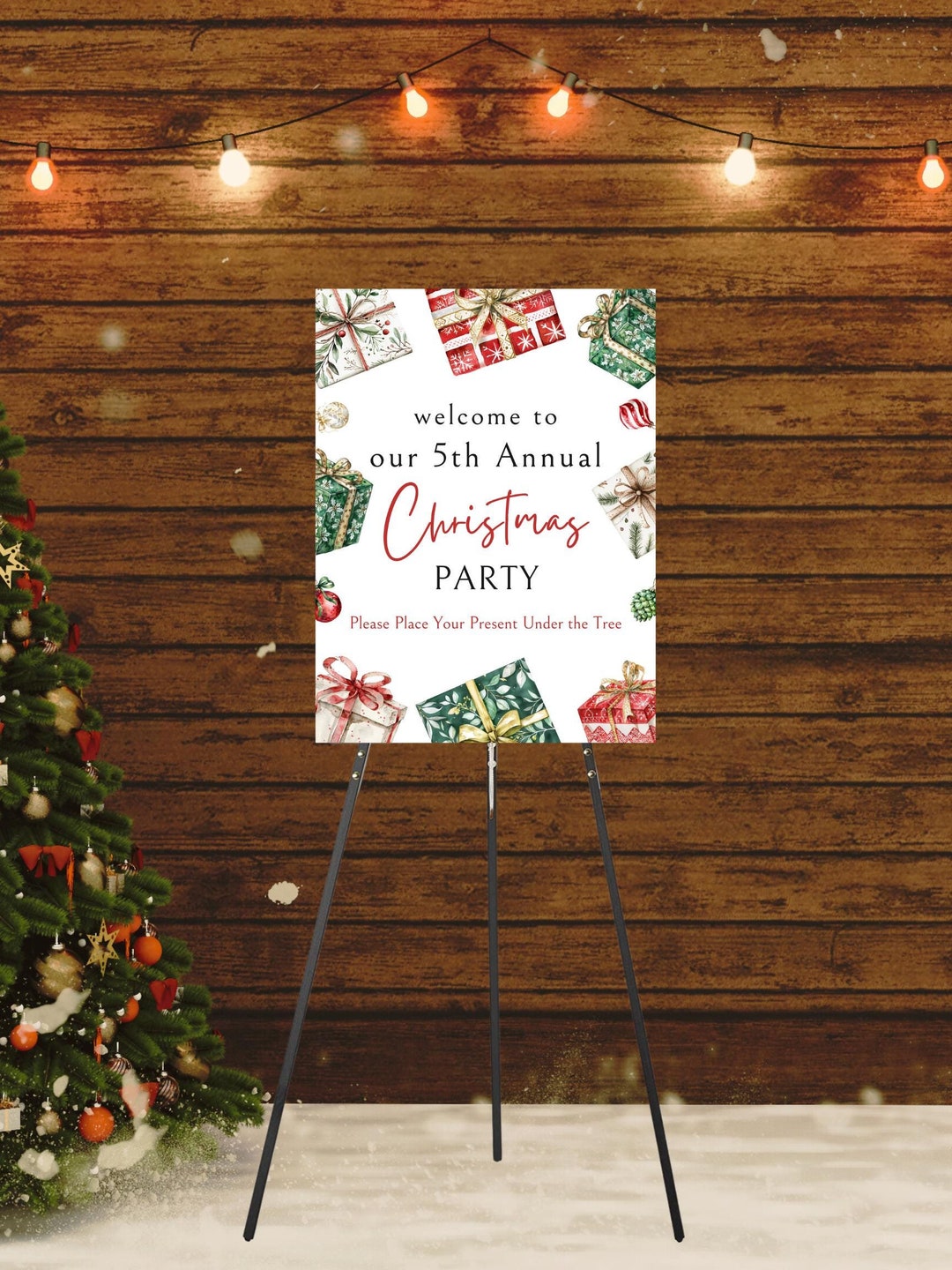 Editable Christmas Party Welcome Sign Holiday Party Entrance Sign ...