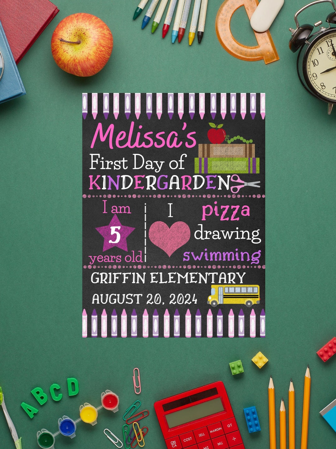 Editable First Day of School Sign, Back to School Board, Template, Pink ...