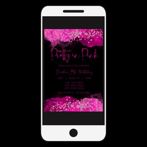 Editable Pretty in Pink Invitation, Pink and Black Invite, Printable or ...