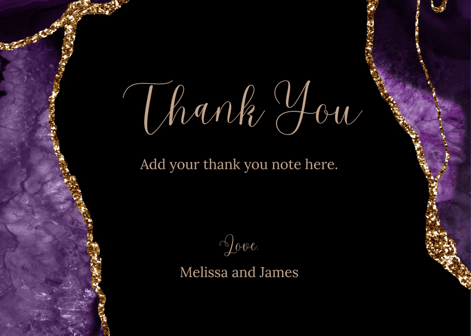 Printable Thank You Card Editable Purple and Gold Thank You - Etsy