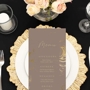 Editable Brown and Gold Menu Card Template, Marble Design, Luxury, Menu ...