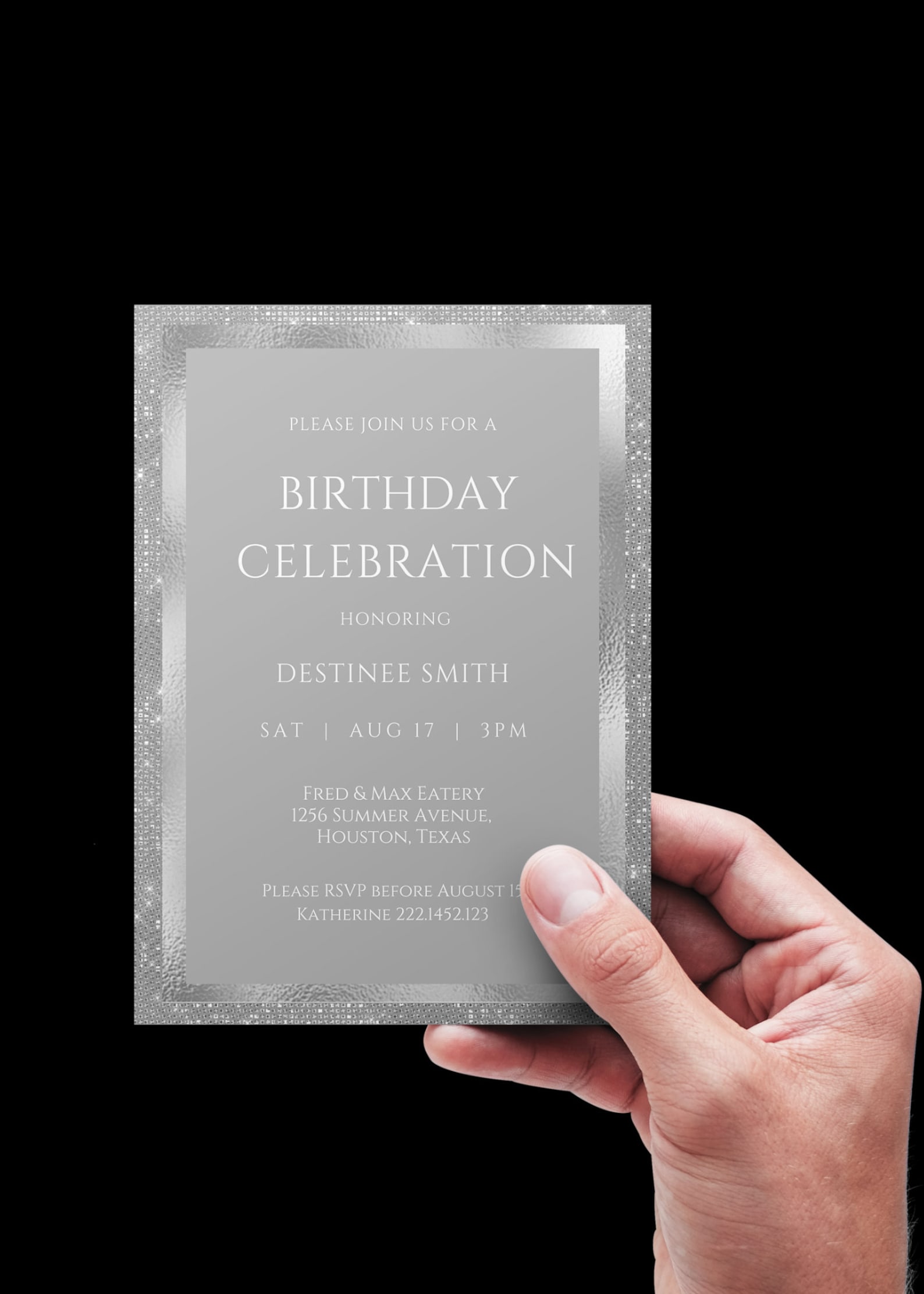 Editable Silver Birthday Celebration Invitation Silver - Etsy