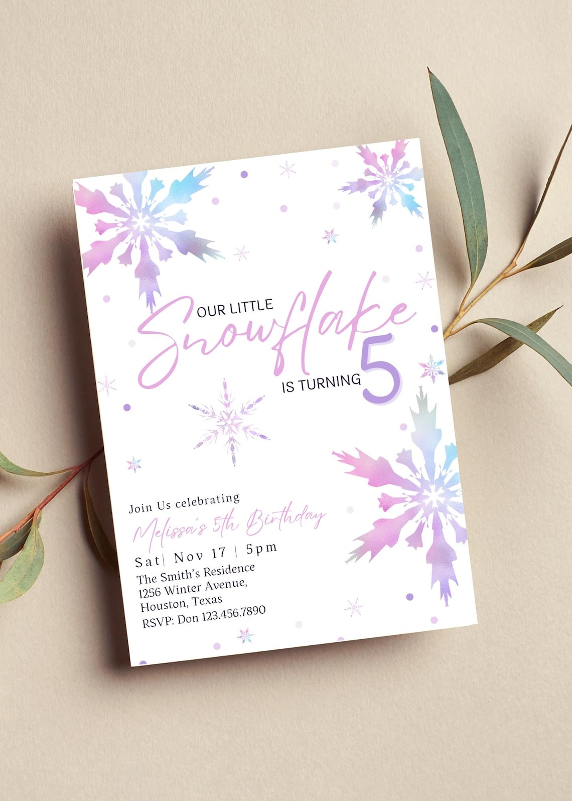 Editable Our Little Snowflake Birthday Invitation, Girl Winter ...