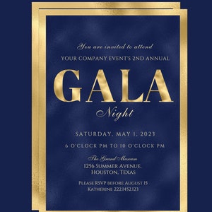 Editable Gala Invitation, Gala Party, Corporate Invite, Fundraiser ...