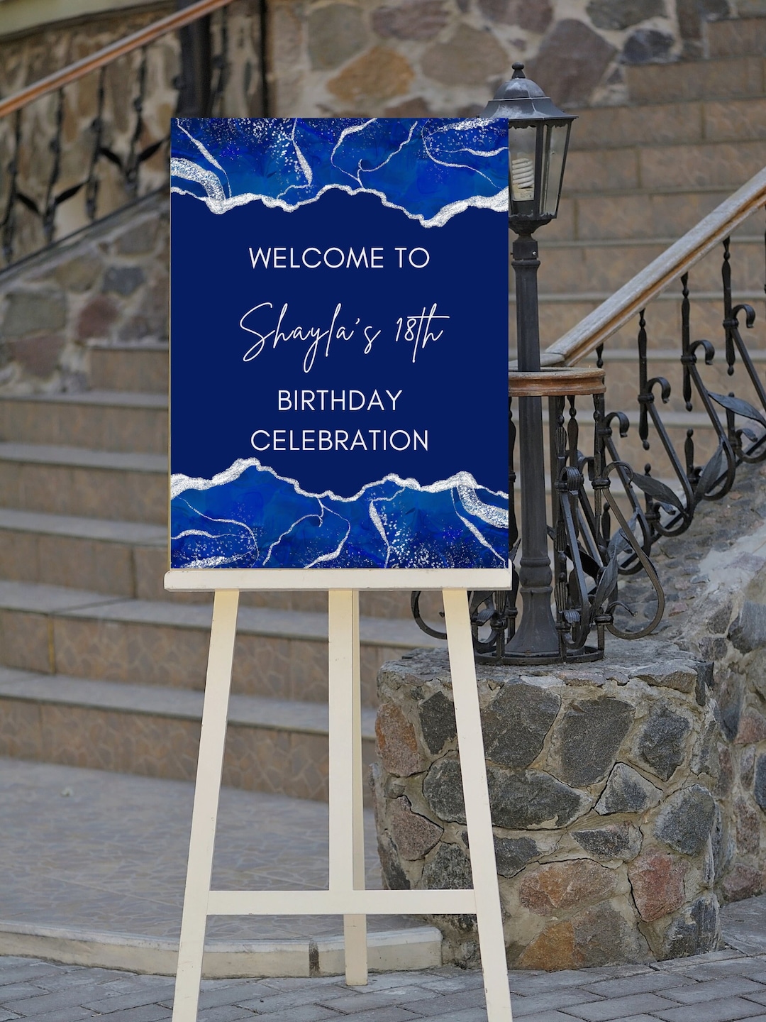 Editable Royal Blue Welcome Sign, Birthday Welcome Sign, Blue and ...