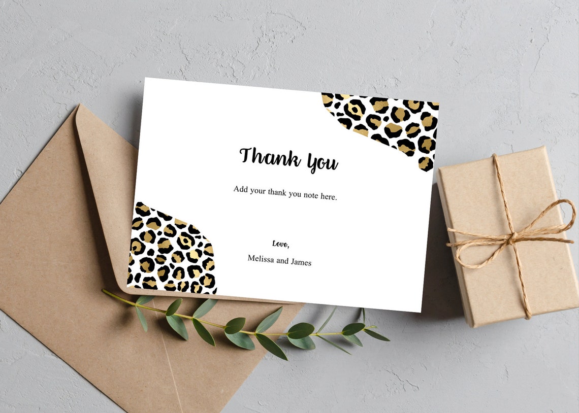 Printable Thank You Card Leopard Print Thank You Note - Etsy
