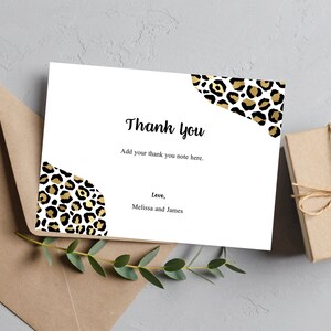Printable Thank You Card, Leopard Print Thank You Note, Editable, Any ...