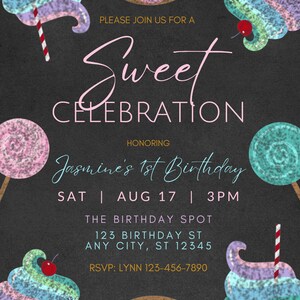Editable Sweet Celebration Invitation, Ice Cream, Candy, Cupcake, Sweet ...