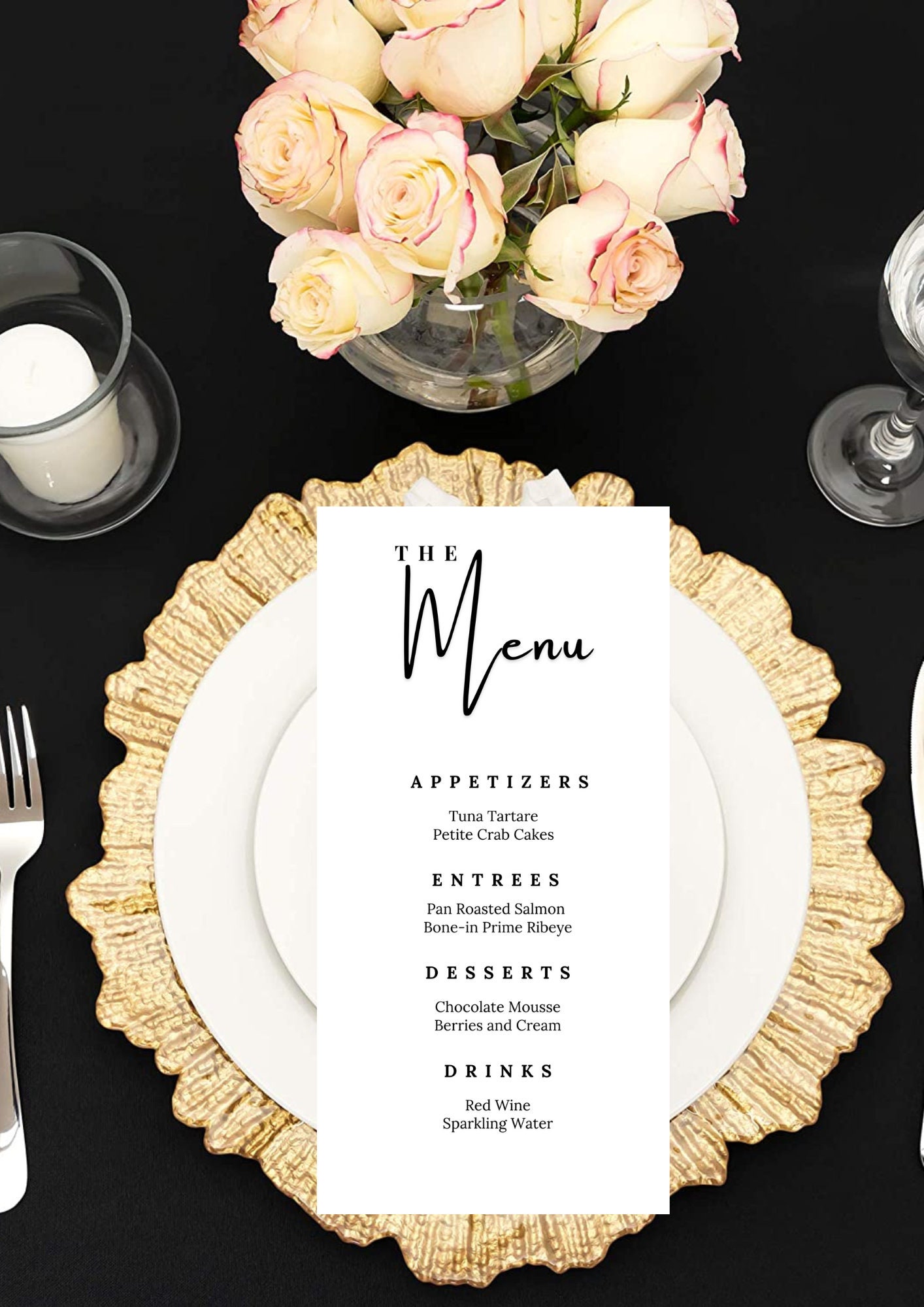 Editable White Menu Cards, Modern, Minimalist Menu Card, Birthday ...