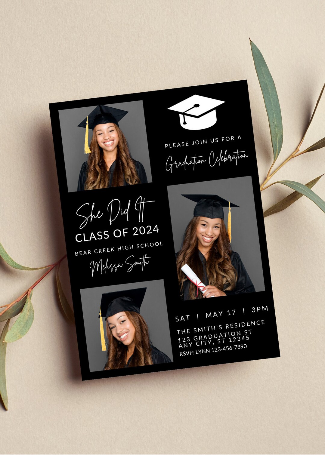 Editable Graduation Invitation Template With Photo, Graduation ...