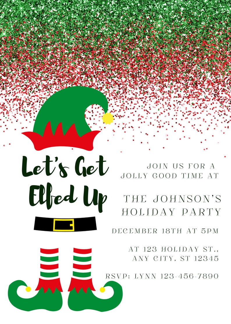 Editable Let's Get Elfed up Invitation Christmas Party - Etsy