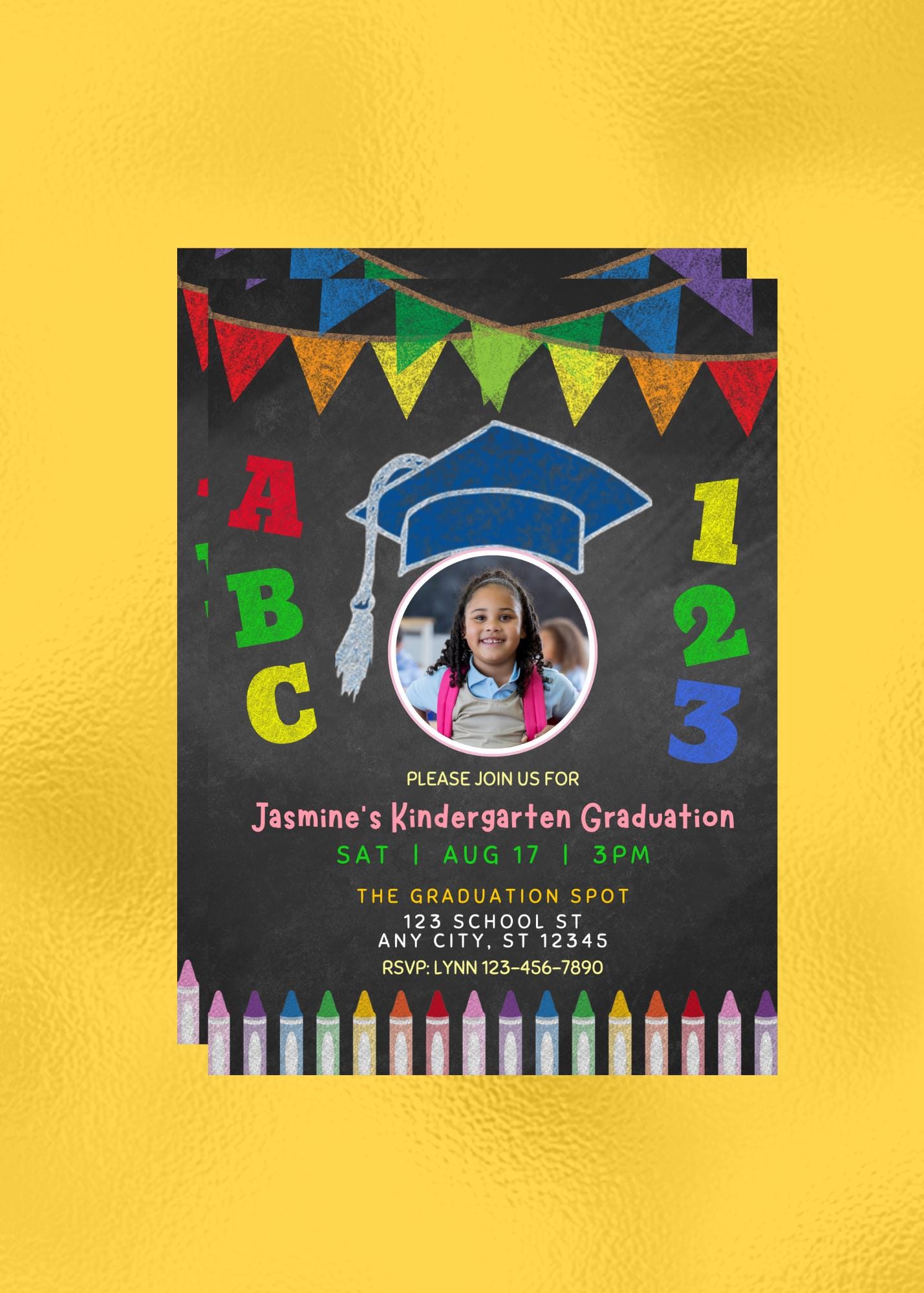 Editable Kindergarten Graduation Invitation, Photo, Pre-school ...