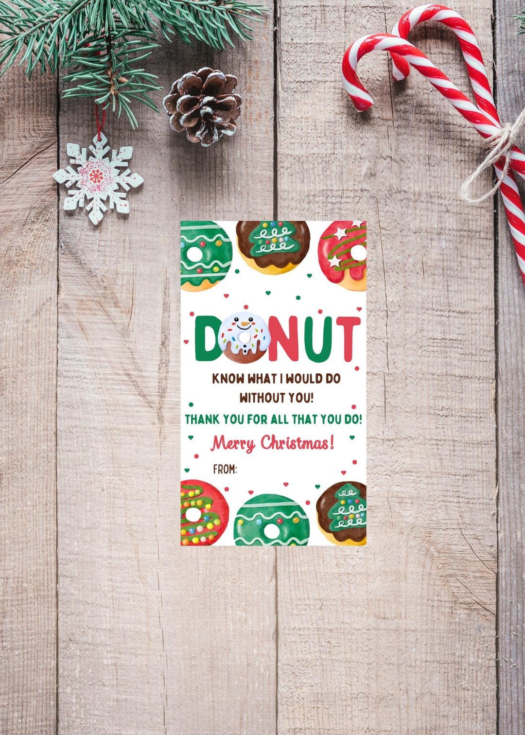 Christmas Donut Gift Tags Printable, Coworker, Staff Appreciation - Etsy
