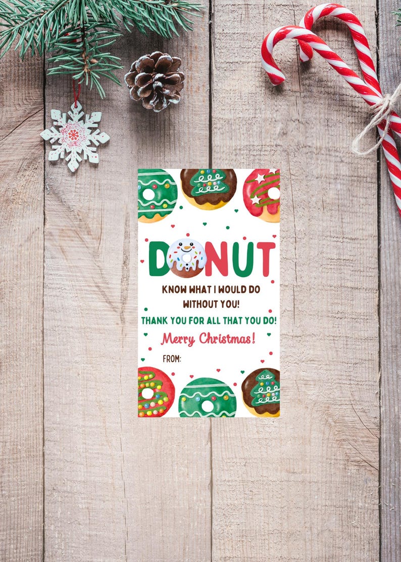 Christmas Donut Gift Tags Printable, Coworker, Staff Appreciation - Etsy