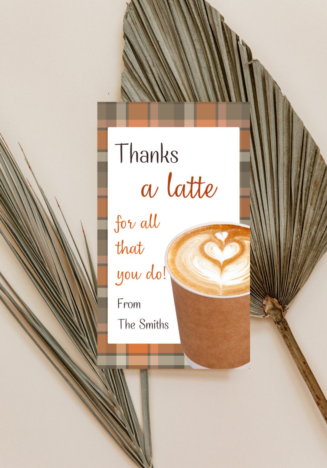 Editable Thanks a Latte Thanksgiving Gift Tag, Fall Gift Tag, Coffee ...
