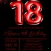 Editable 18th Birthday Invitation, Red and Black Invitation, Red 18 ...