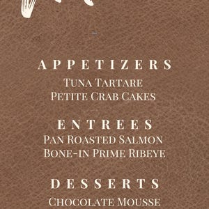 Editable Menu Card Template, Brown Leather, Men Birthday, Dinner Menu ...