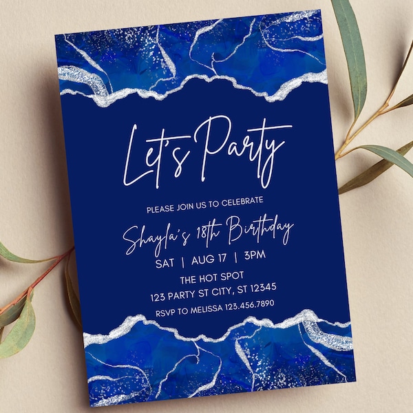 Royal Blue Invite - Etsy