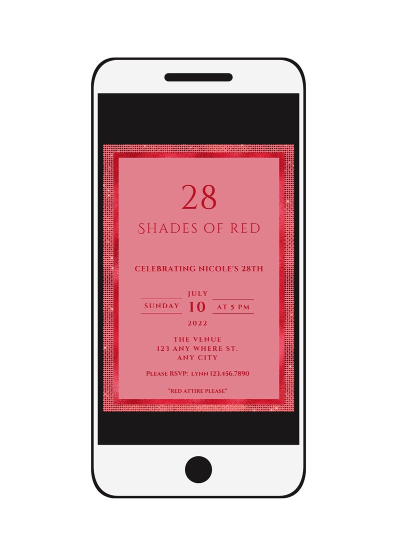 Editable Shades of Red Invitation Red Birthday Invitation - Etsy
