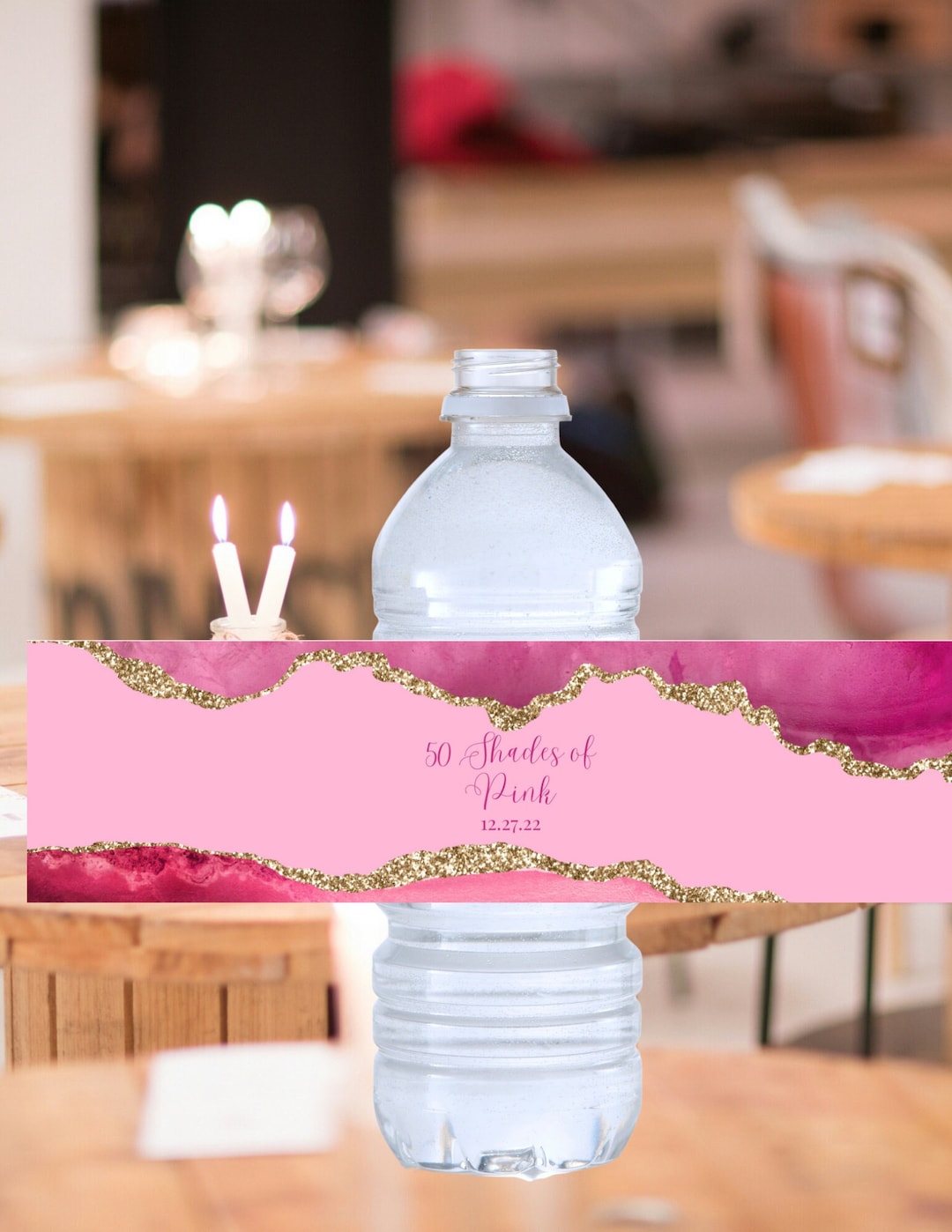 Editable Shades of Pink Water Bottle Label Template, Pink and Gold ...