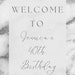 Editable White and Silver Birthday Welcome Sign, Marble, Luxury ...