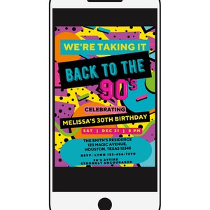 Editable 90s Party Invitation, Back to the 90s, Throwback Party, House ...
