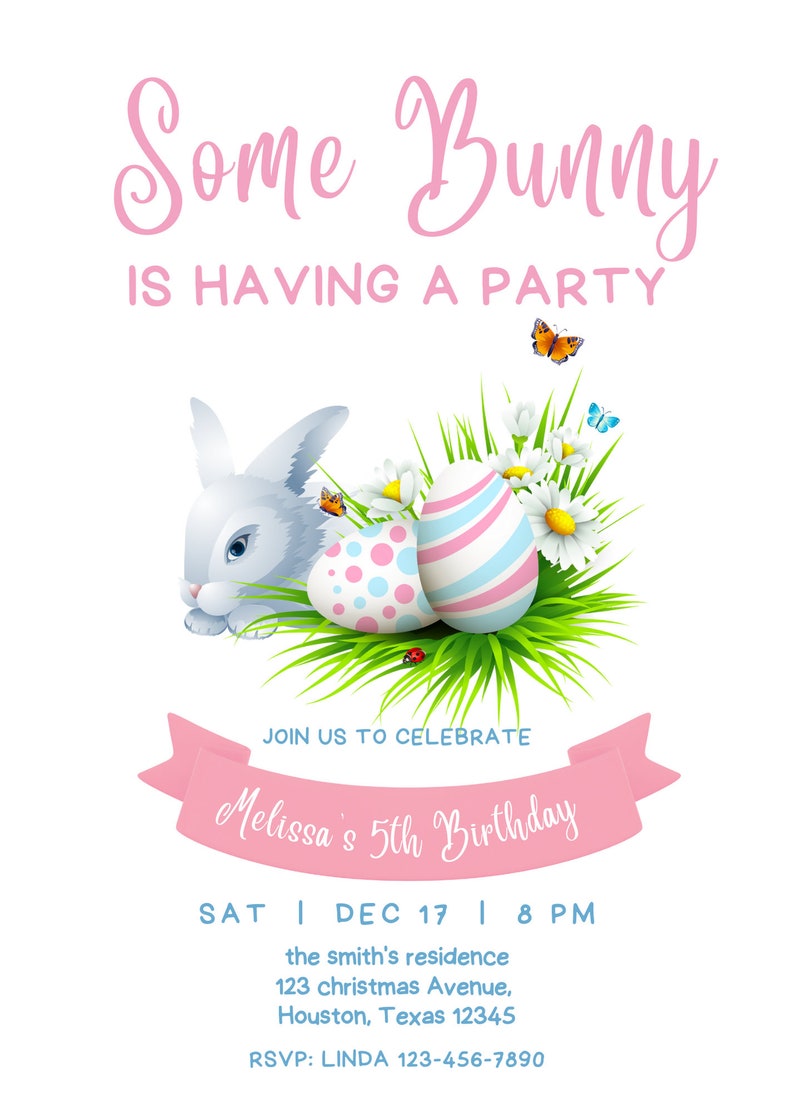 Editable Bunny Birthday Invitation Some Bunny is Having a - Etsy