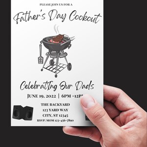 Editable Father's Day Cookout Invitation, Father's Day BBQ Invite ...