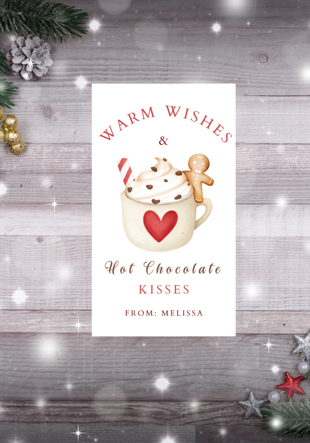 Hot Chocolate Gift Tag, Warm Wishes and Hot Chocolate Kisses Printable ...