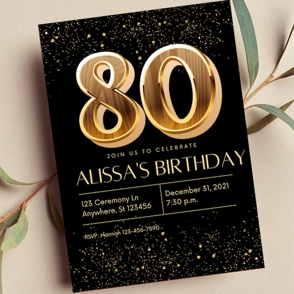 80th Birthday Cocktail Party Invitation Etsy