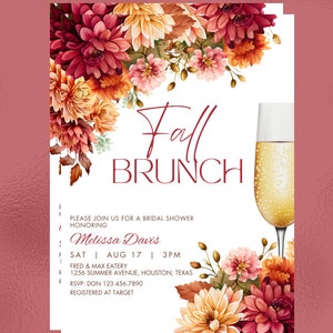 Editable Fall Brunch Invitation, Bridal Shower, Birthday Brunch, Autumn ...