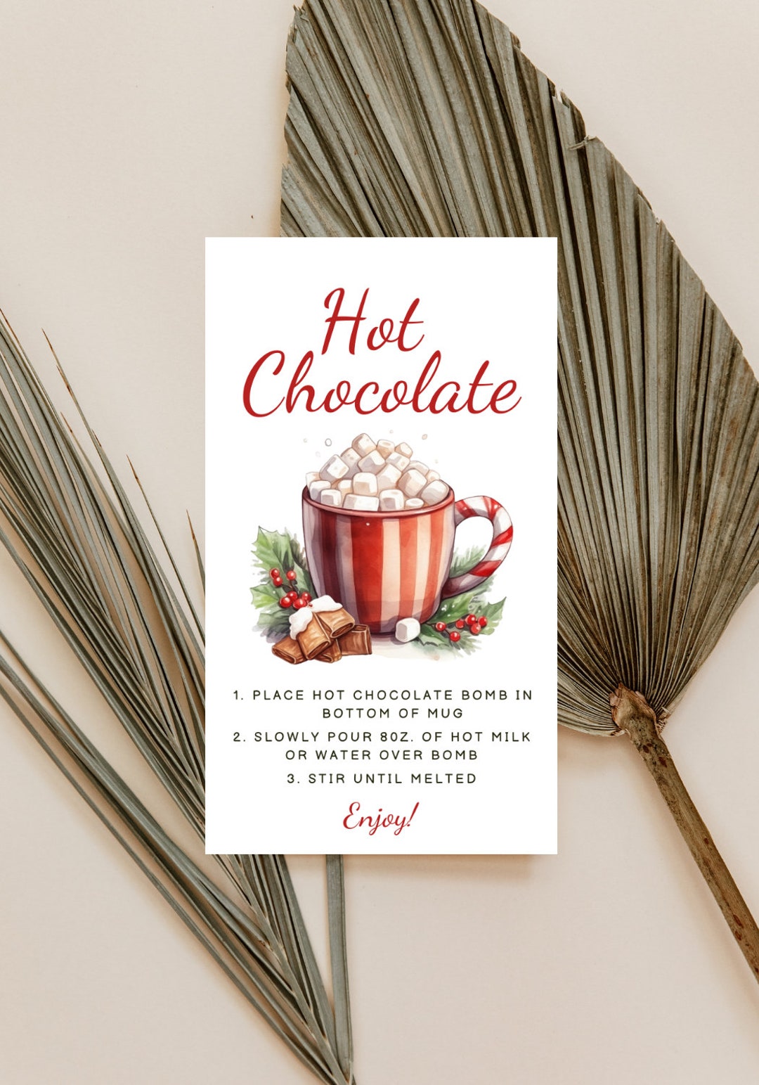 Printable Hot Chocolate Bomb Tag, Christmas Hot Cocoa Bomb Tag, Holiday ...