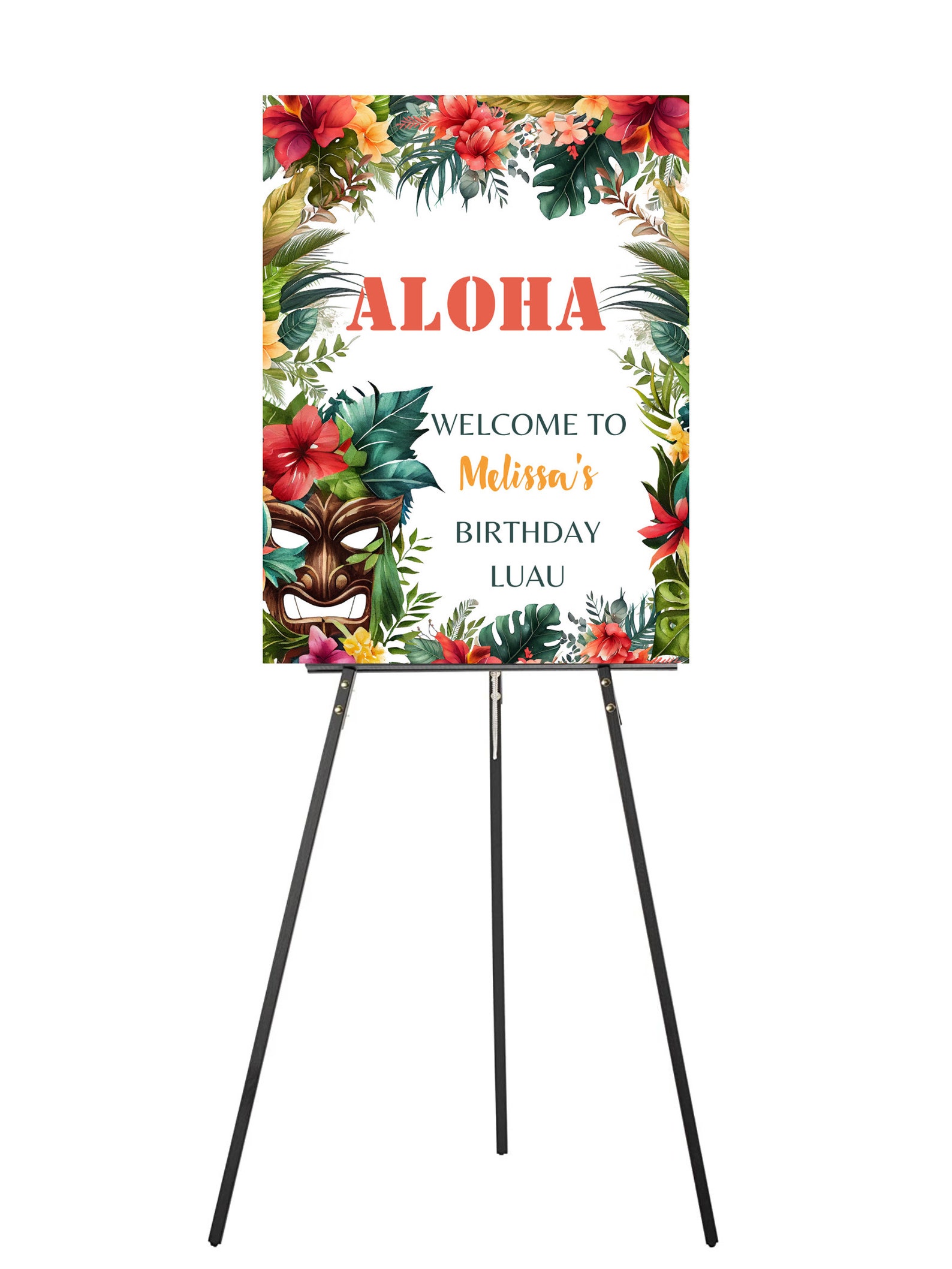 Editable Luau Birthday Welcome Sign, Aloha, Hawaiian, Tiki Welcome to ...