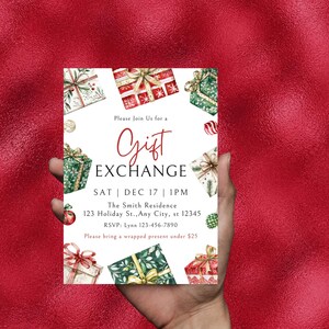 Editable Gift Exchange Invitation, Christmas Printable or Digital ...