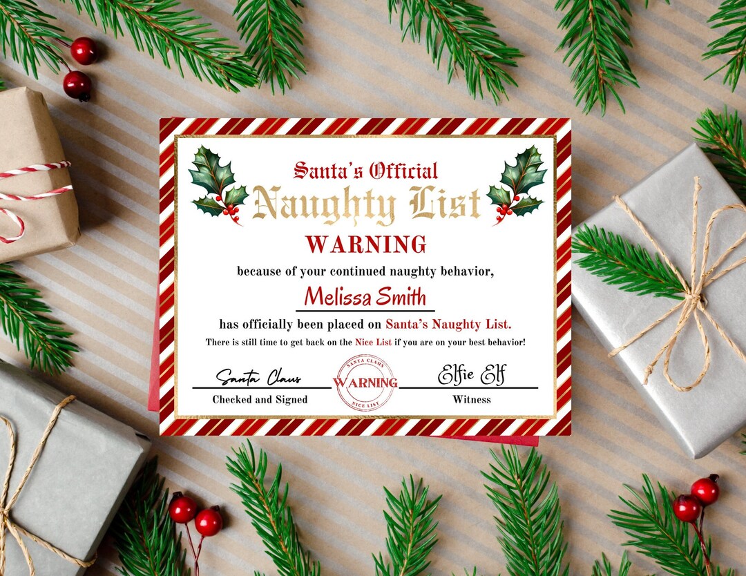 Editable Santa Naughty List Warning, Christmas Printable - Etsy