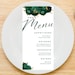 Editable Menu Card Template, Emerald Green and Gold Menu Cards, Floral ...