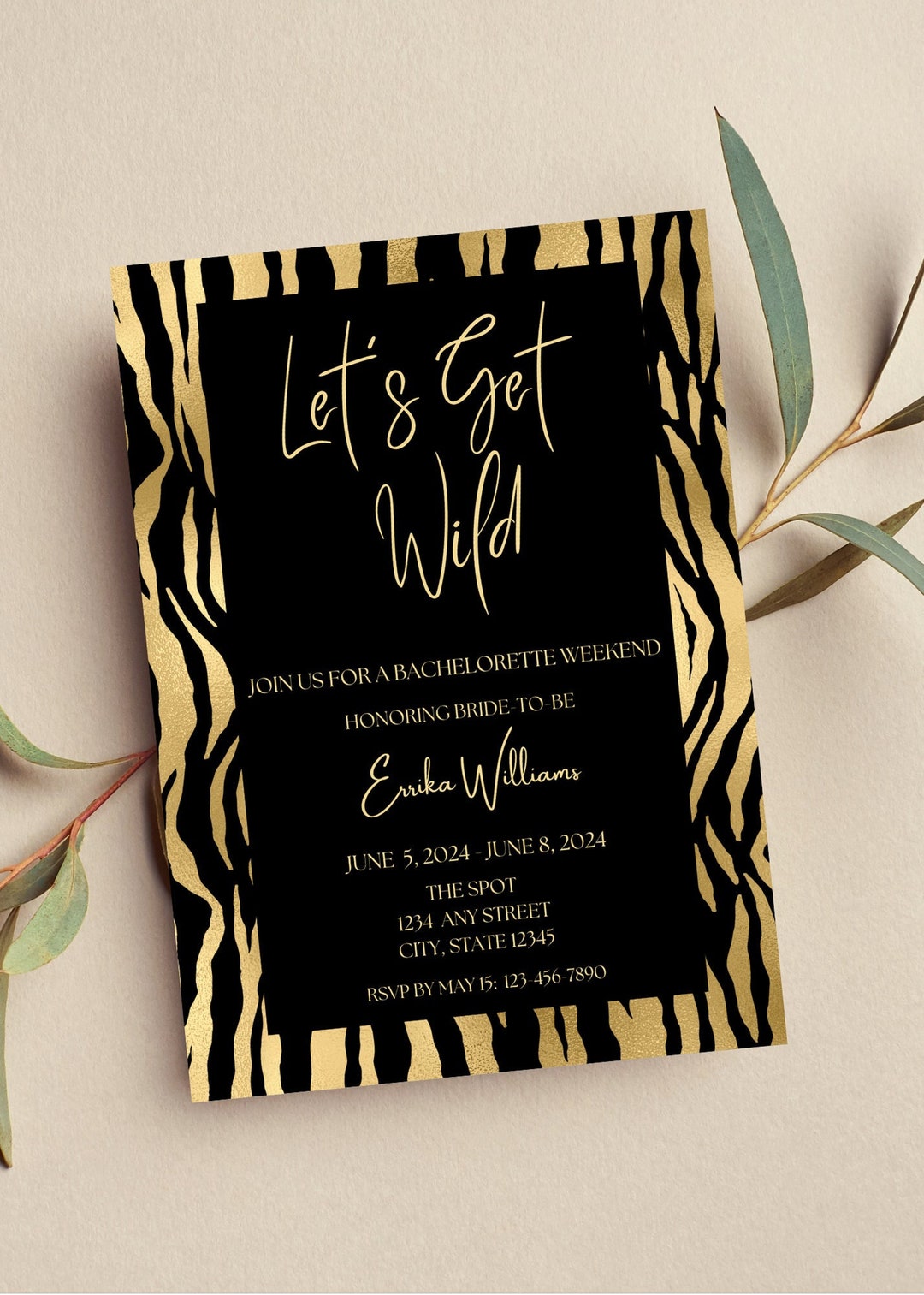 Editable Let's Get Wild Invitation, Bachelorette Party Invitation ...