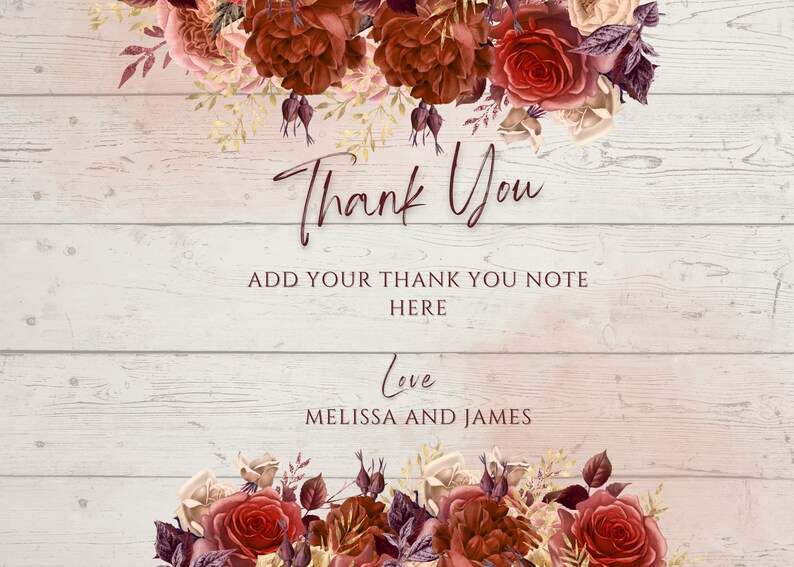 Editable Fall Flower Thank You Card Autumn Thank You Note - Etsy