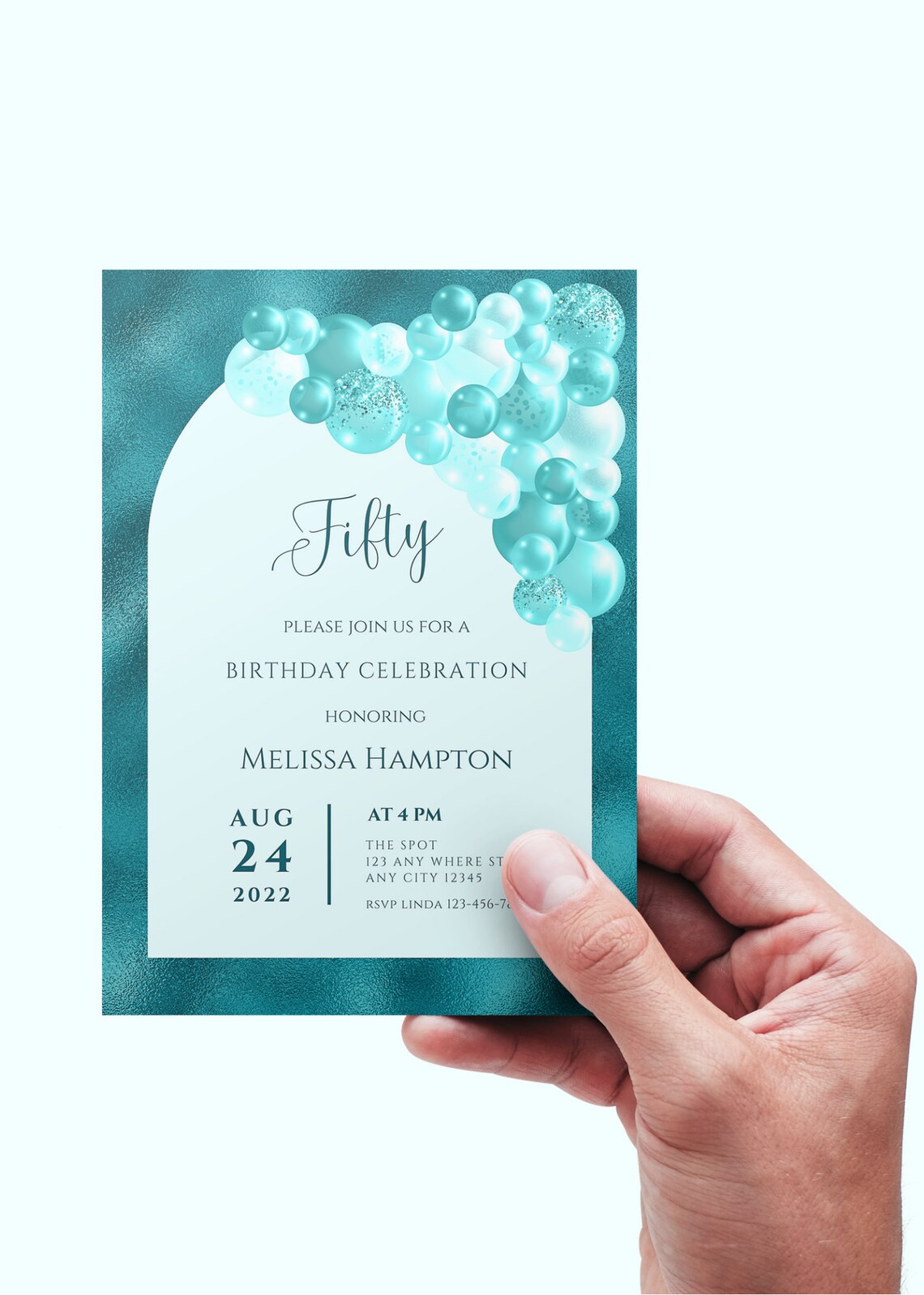 Editable Teal Birthday Invitation Teal Balloon Arch Invite - Etsy