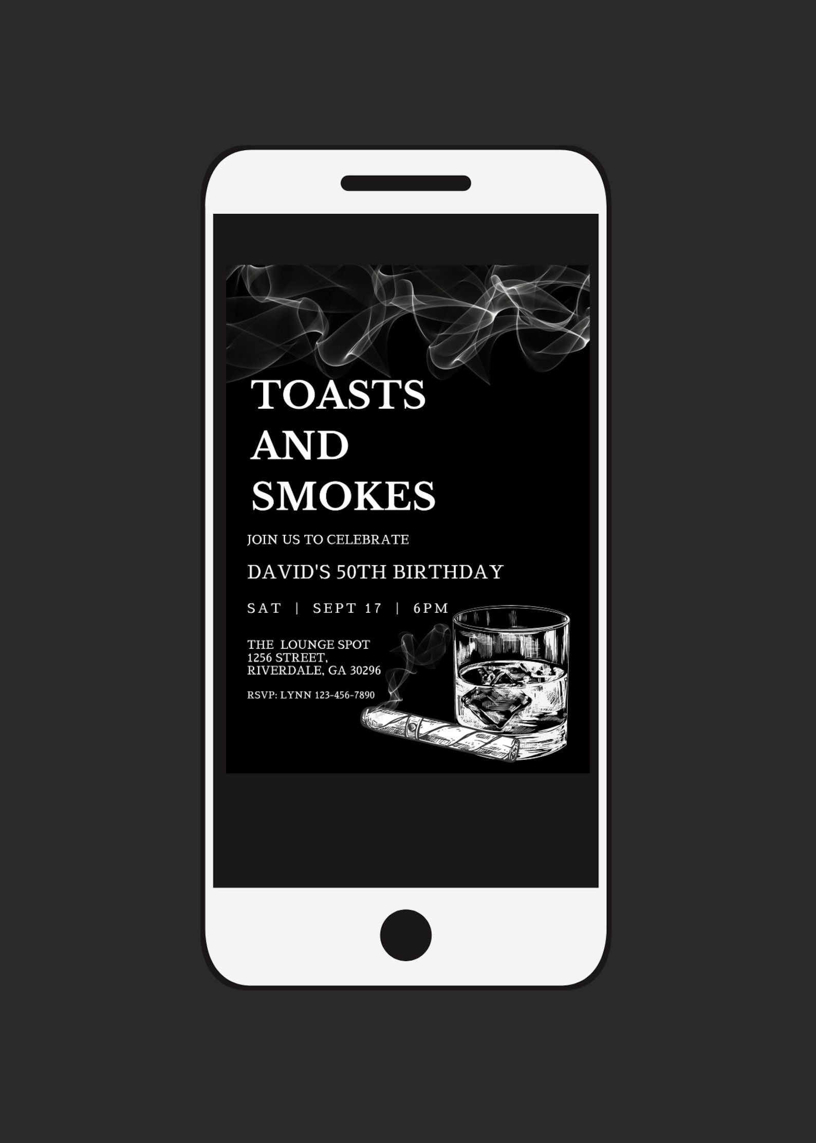 Editable Toasts and Smokes Invitation Men Invitation Adult - Etsy