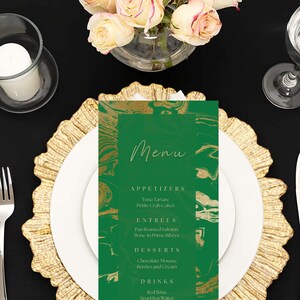 Editable Green and Gold Menu Card Template, Marble Design, Luxury, Menu ...