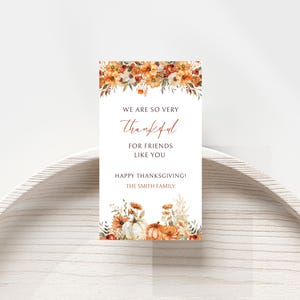 Editable Thanksgiving Tags so Very Thankful for Friends Like You Gift ...