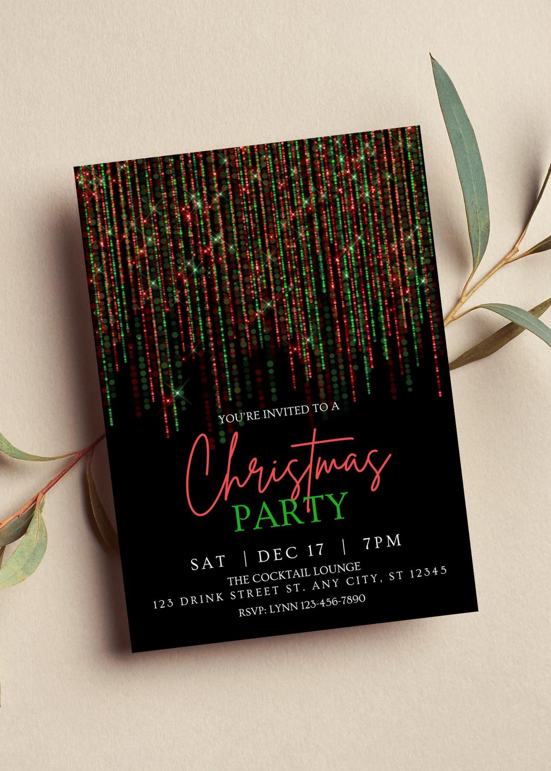 Editable Christmas Party Invitation, Printable or Digital Invite - Etsy