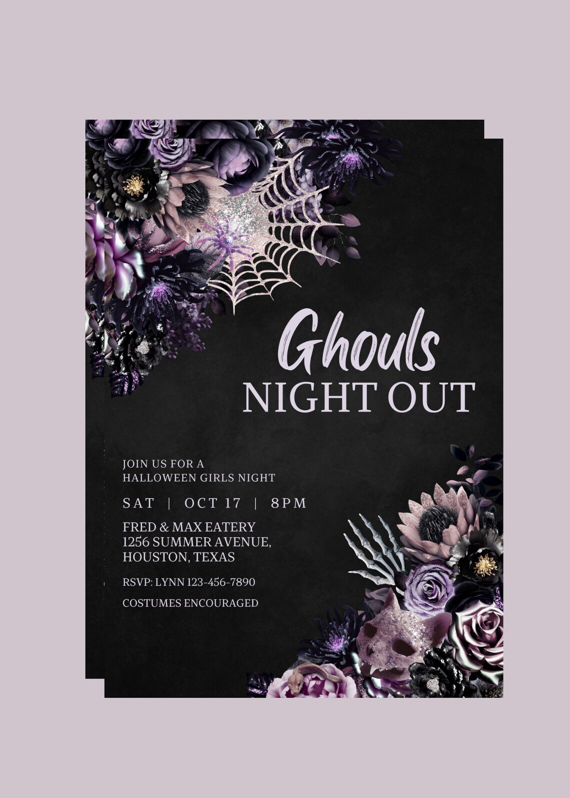 Editable Ghouls Night Out Invitation Halloween Party Invitation Adult ...