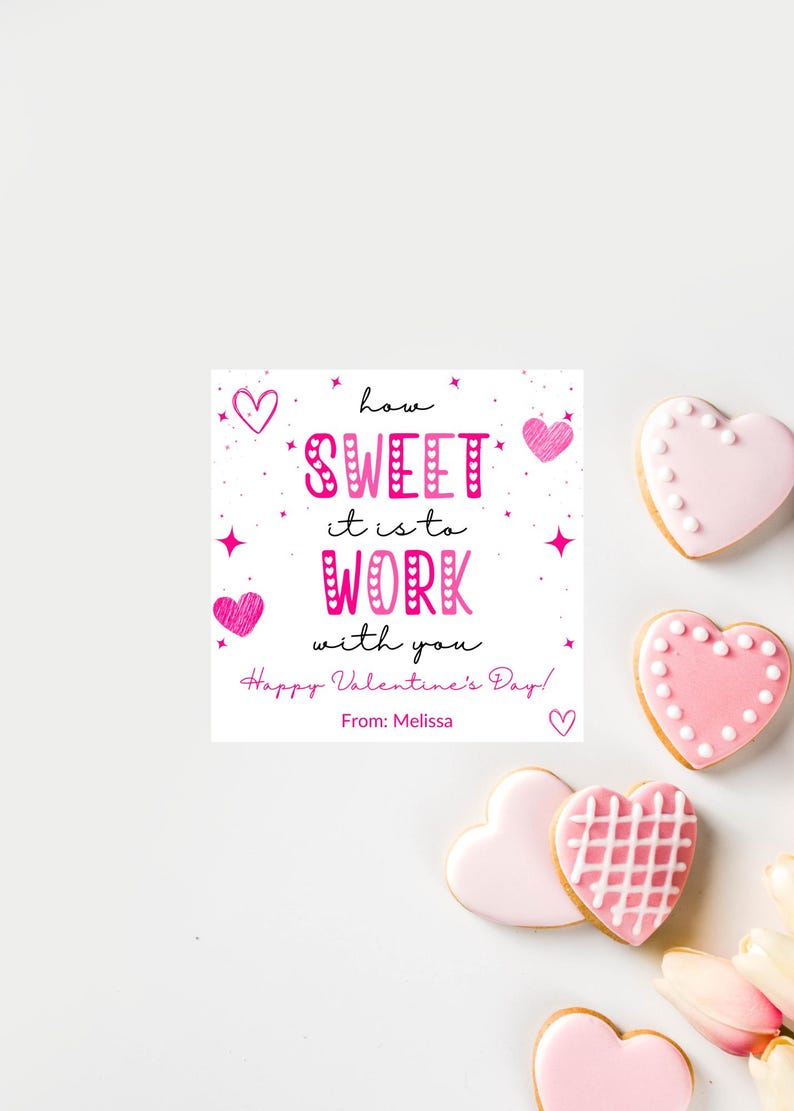 Printable Valentine Treat Tag, How Sweet to Work With You, Instant ...