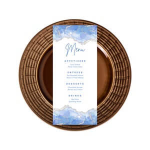 Editable Menu Card Template, Baby Blue and White, Birthday, Dinner Menu ...